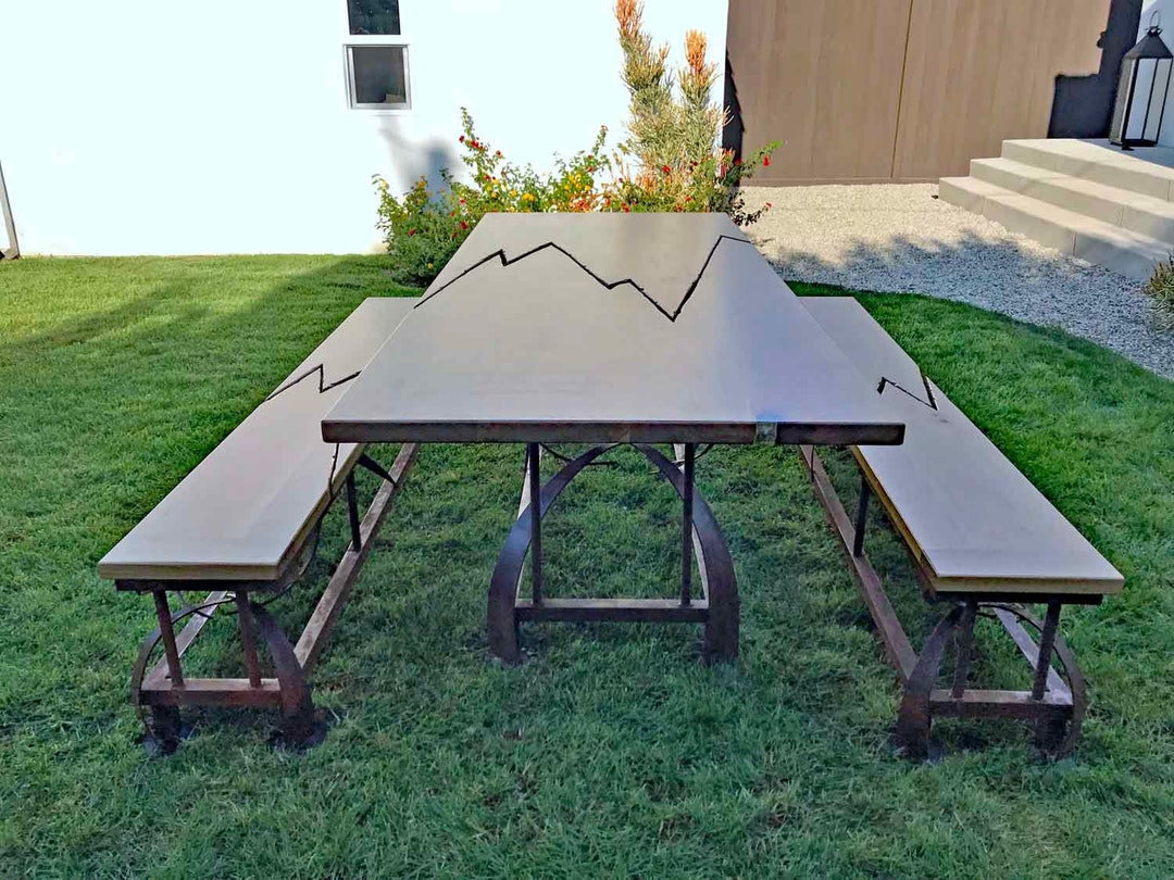 Metal Dining Table Base, Dining Table Set With Benches - Etsy