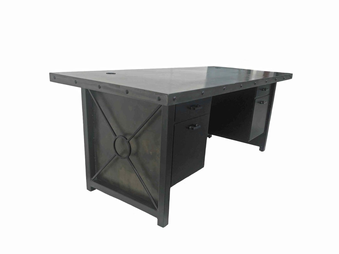 Industrial Home Office or Executive Desk With Drawers Industrial ...