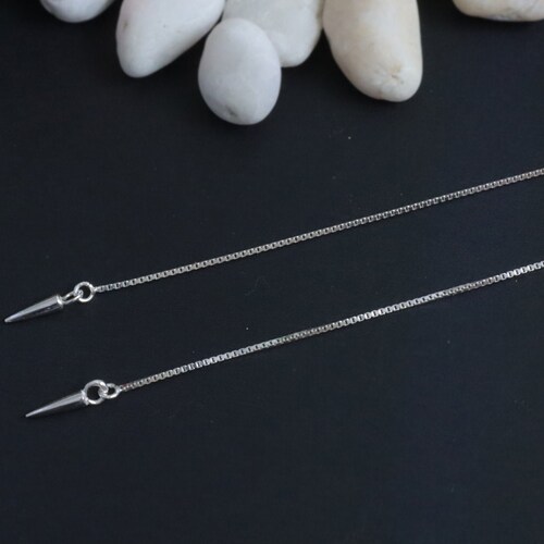 Open Circle Tiny Bar Sterling Silver Threader Earrings | Etsy