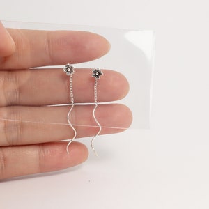 Tiny Flower Twisted Bar Sterling Silver Threader Earrings - Etsy