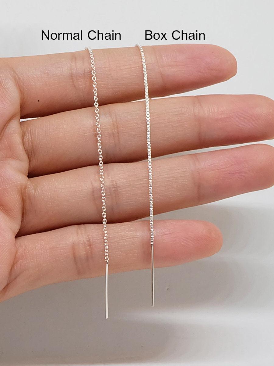 Open Circle Tiny Bar Sterling Silver Threader Earrings - Etsy