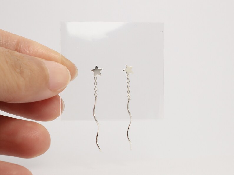 Tiny Star Twisted Bar Sterling Silver Threader Earrings - Etsy