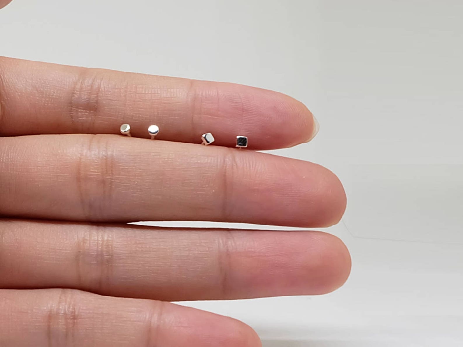 2mm Tiny Dot and Square Sterling Silver Stud Earrings | Etsy