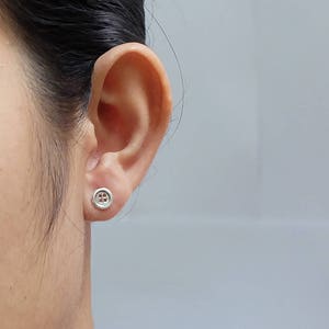 Button Sterling Silver Stud Earrings , Minimalist Ear Studs - Etsy