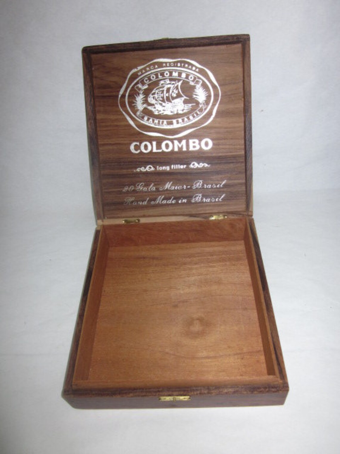 Vintage Wood Cigar Box Colombo, Hand Made in Brasil, Man Cave, Tobacco ...