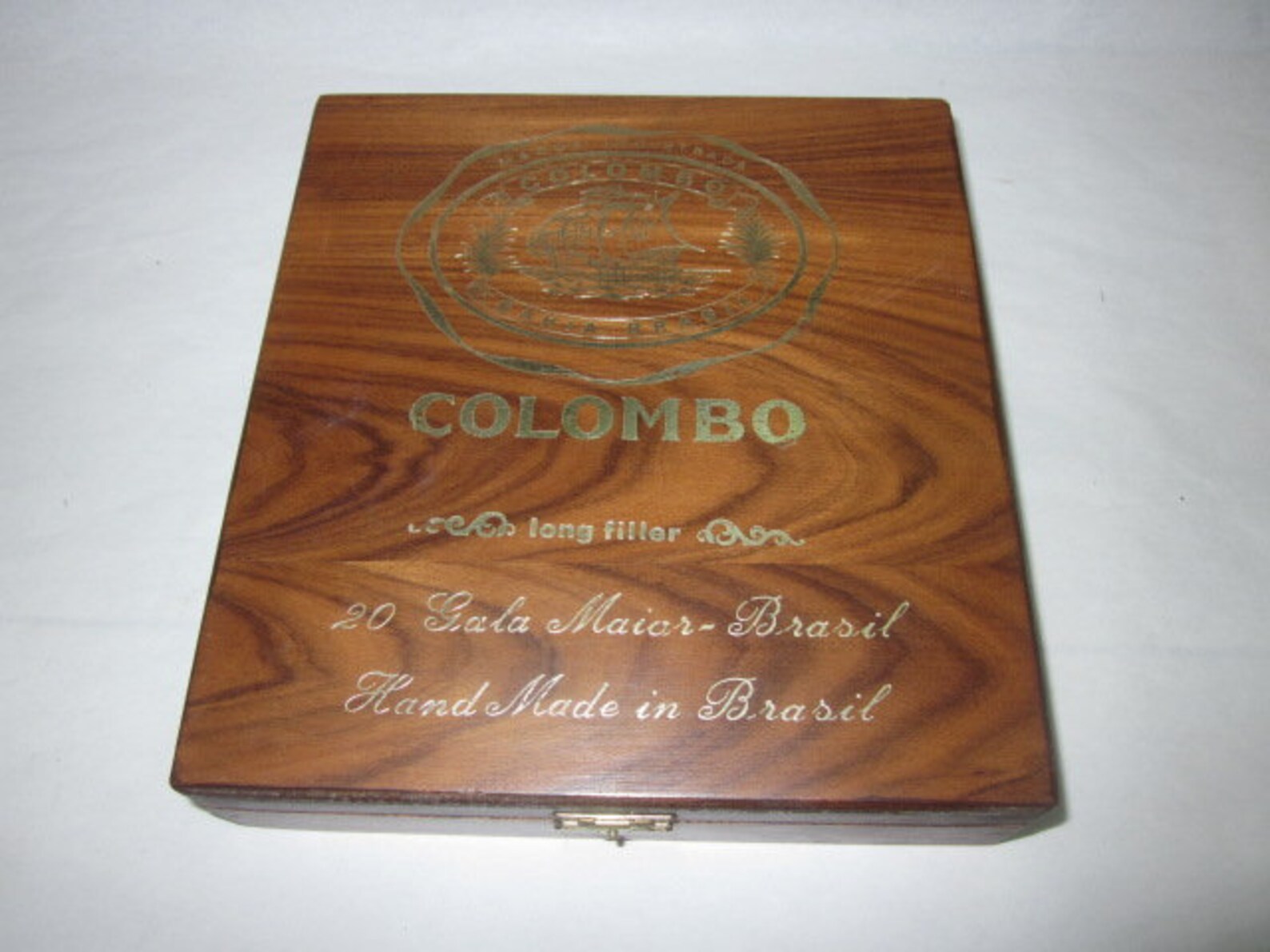 Vintage Wood Cigar Box Colombo, Hand Made in Brasil, Man Cave, Tobacco ...