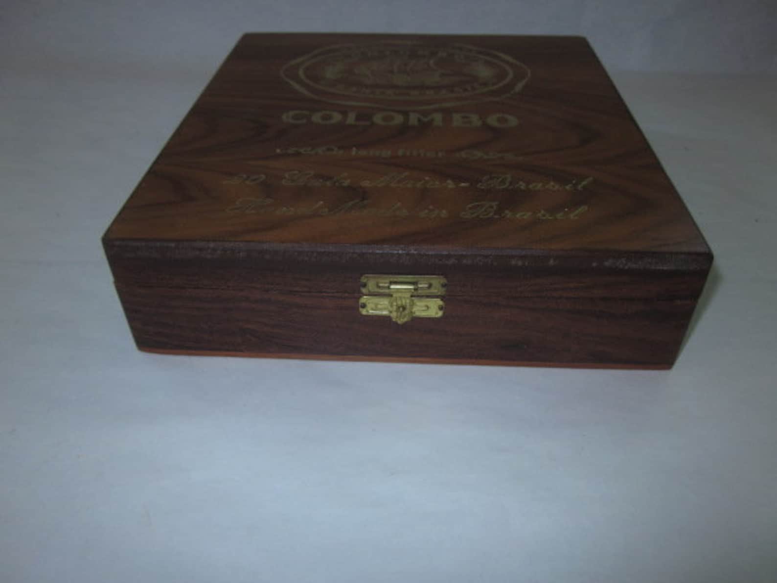Vintage Wood Cigar Box Colombo, Hand Made in Brasil, Man Cave, Tobacco ...