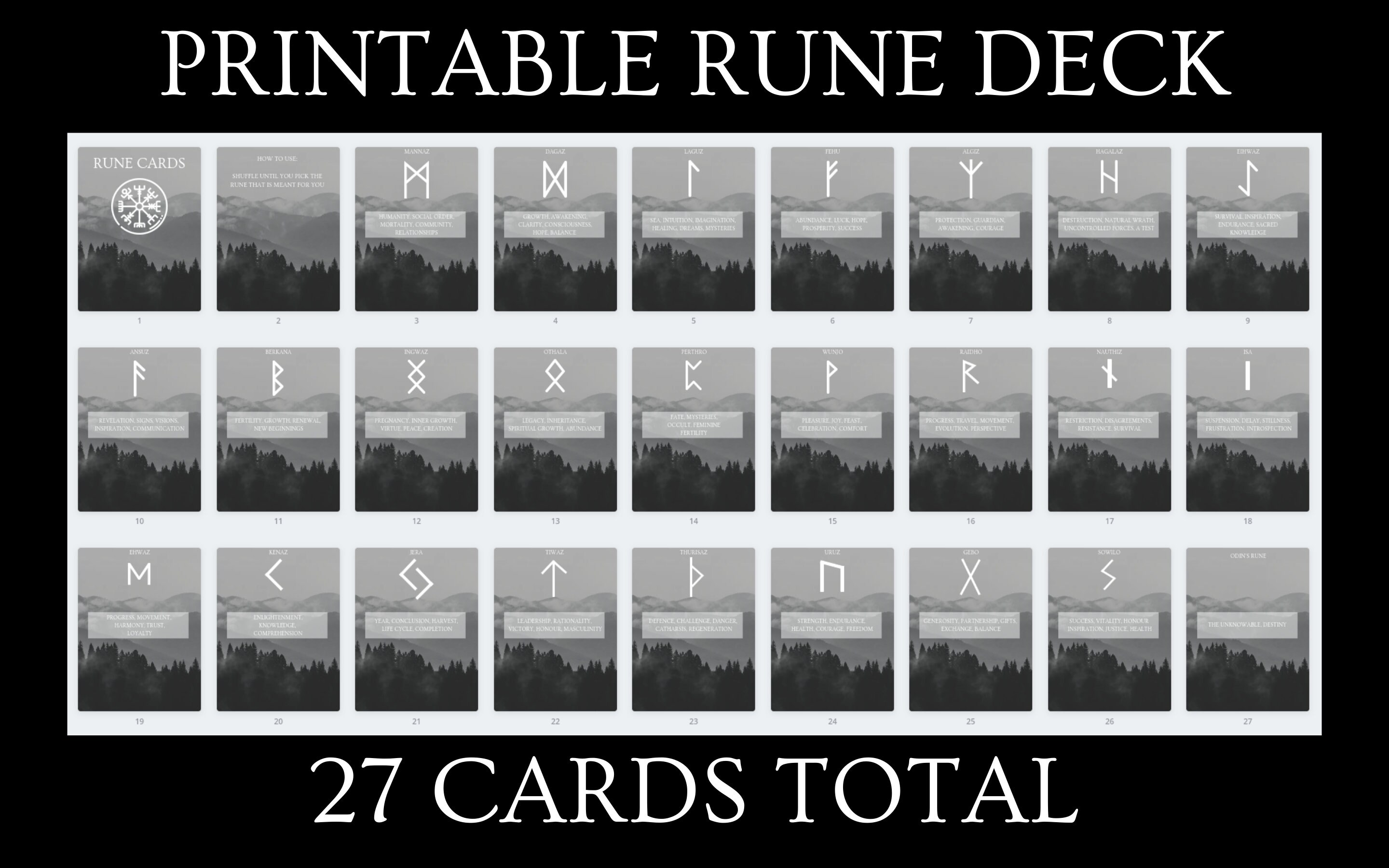 Printable Rune Oracle Deck, Digital Download, Gift Idea - Etsy