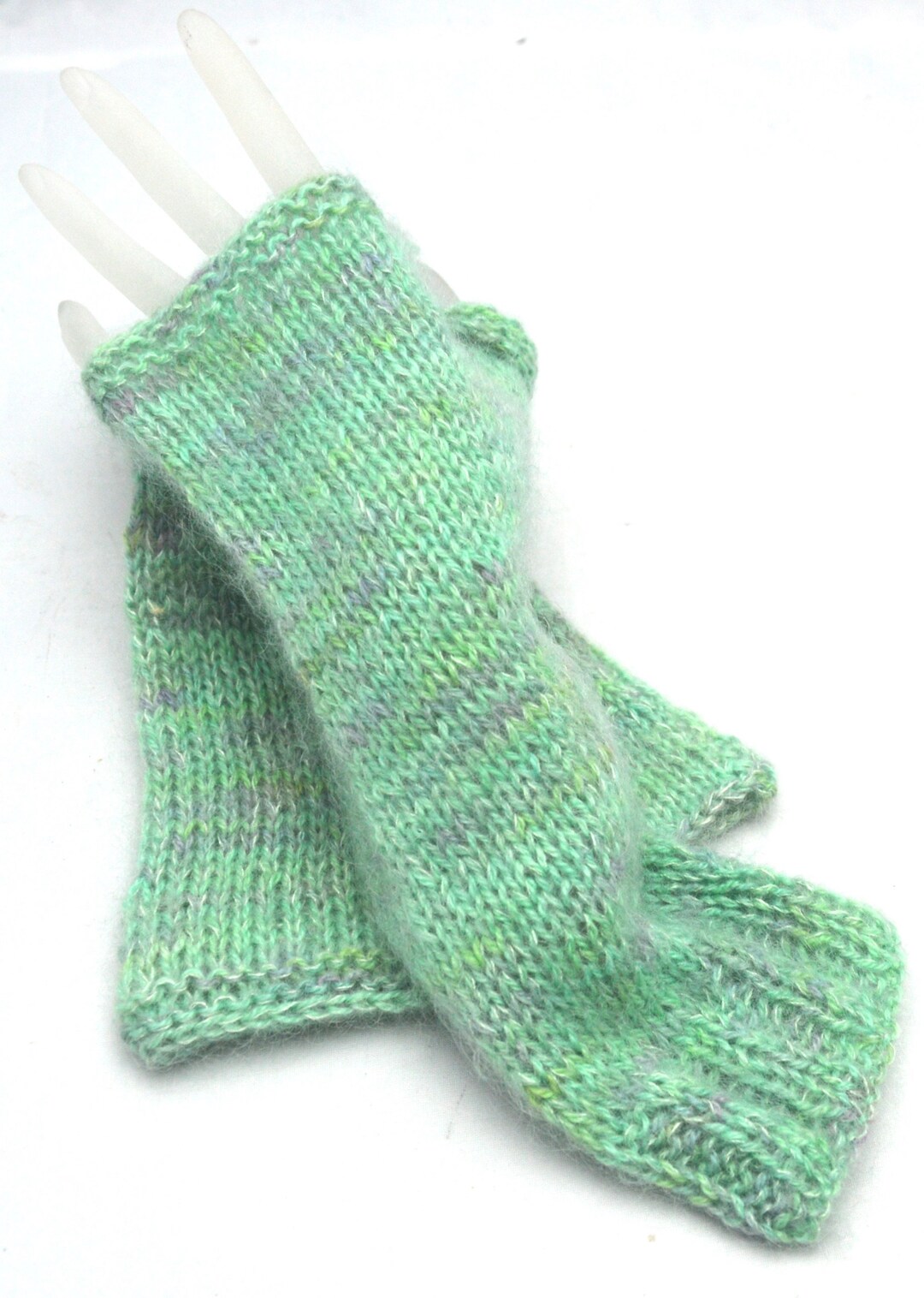 Long Hand-knitted Cashmere, Mohair, and Silk Mittens for Women by ...