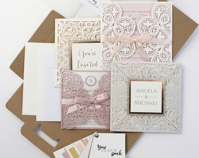 Champagne Pink and Ivory Wedding Invitation Suite - Sample - Etsy