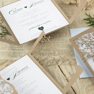 DIY Rustic Wedding,gatefold Invitation,laser Cut Tree,boho Invite,set ...