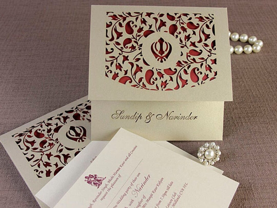 Intricate Laser Cut Lace Sikh Overlap Fold Indian Hindu Asian Wedding ...