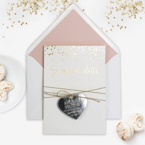 Magnet Save the Date in Rose Gold Foil Luxury Mirror Plexi - Etsy UK