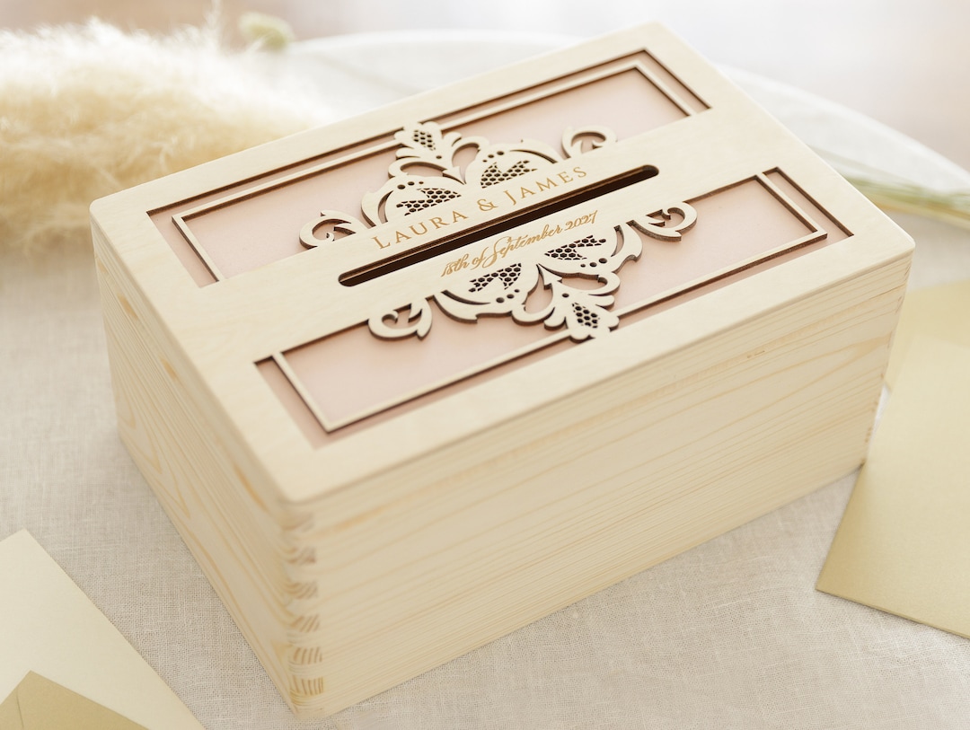 Rustic Wooden Card Box Envelopes Box Wedding Box - Personalised Wooden ...
