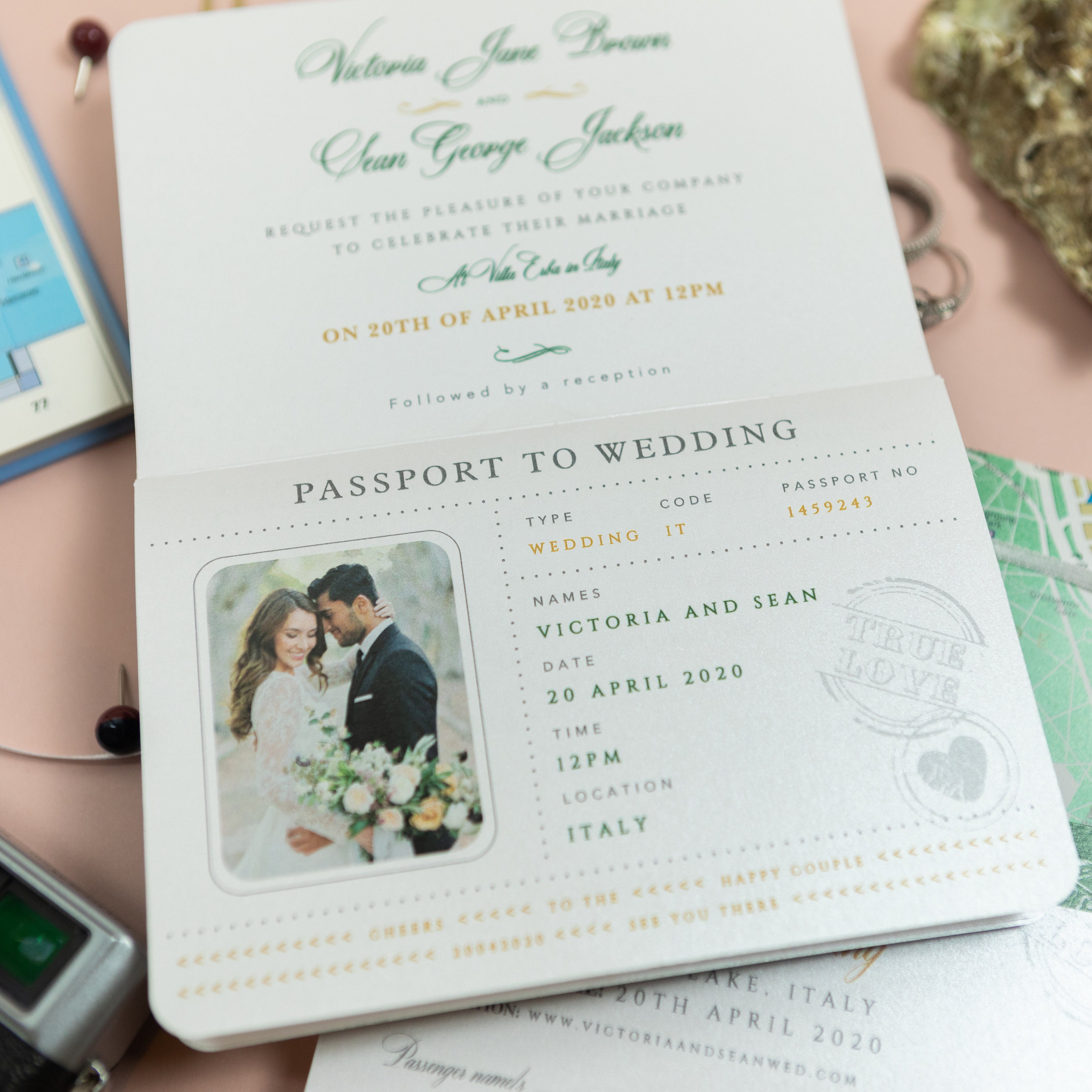 Wedding Invitation Passport Luxury Gold Foil and Boarding Pass Invite ...