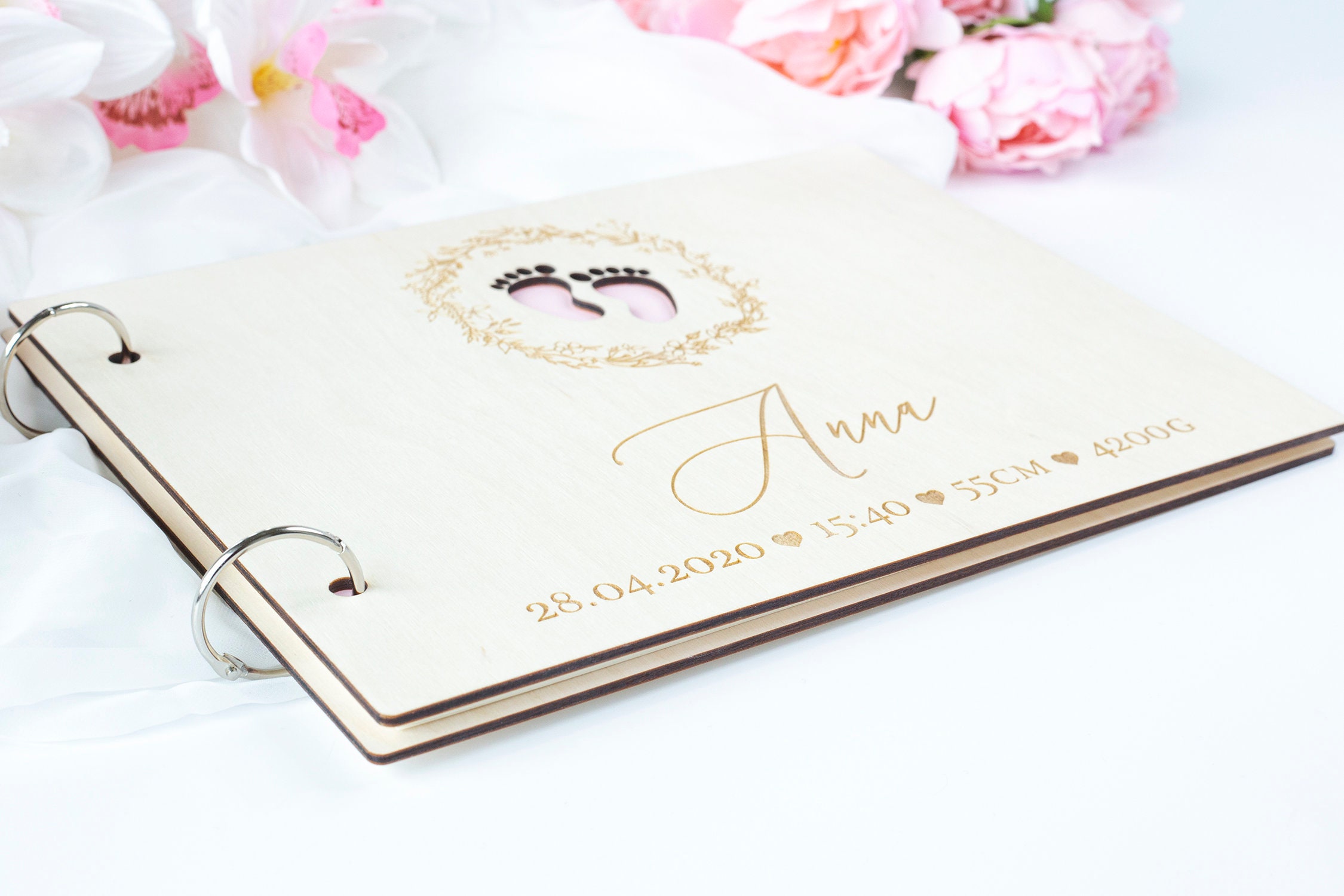Beautiful Baby Wooden Memory Book Photo Album With - Etsy