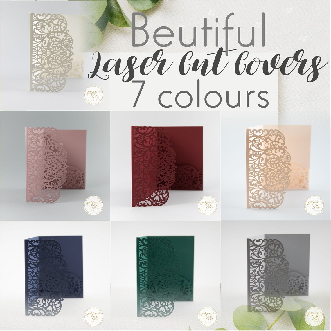 Laser Cut Covers ONLY Pocket Fold Invitations 7 Colours | Etsy