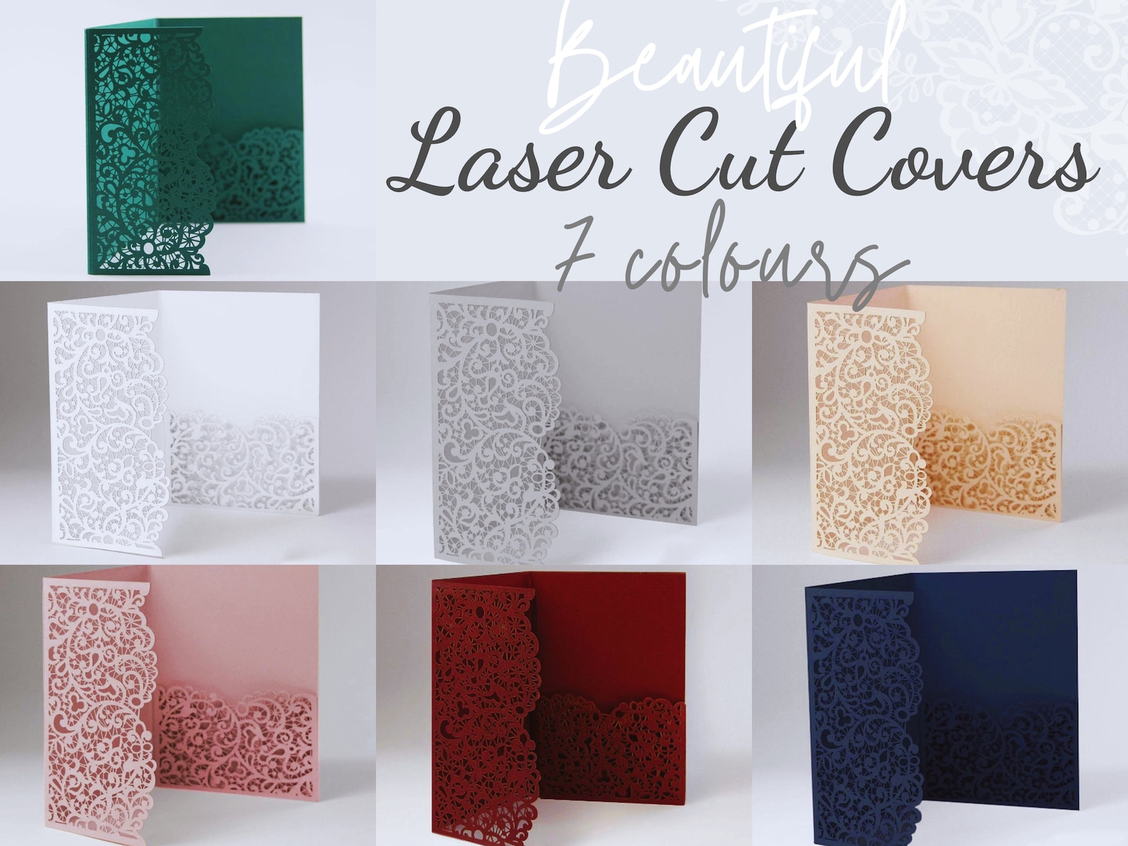 Laser Cut Covers ONLY Pocket Fold Invitations 7 Colours Pocketfold ...