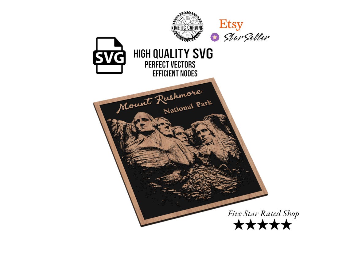 Mount Rushmore SVG | CNC Laser Cut File, Wood Wall Art, Glowforge ...