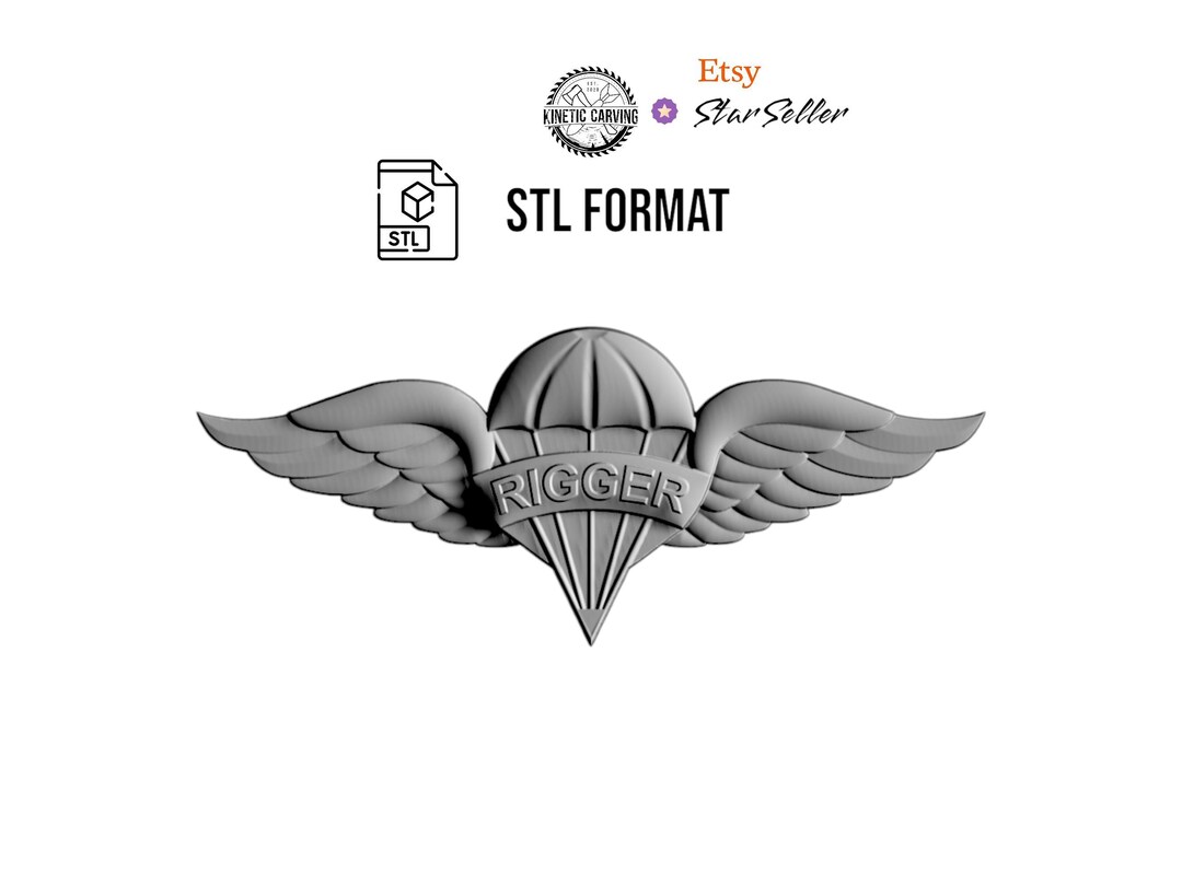 Airborne Rigger Badge STL | 3D CNC Carving File, Wood Relief Art, 3D ...