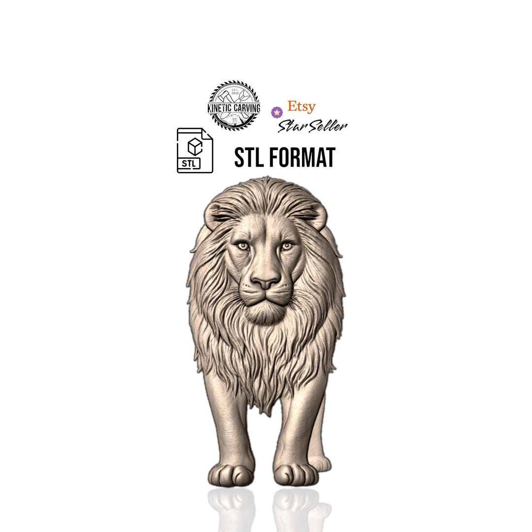 Lion File STL | 3D CNC Carving File, Wood Relief Art, 3D Printing Ready ...