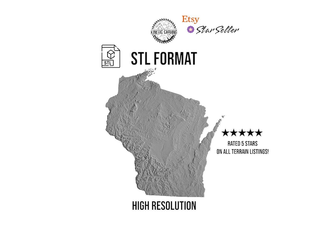 Wisconsin Terrain File – 3D Topographic Map for CNC, 3D Printing, or 3D ...