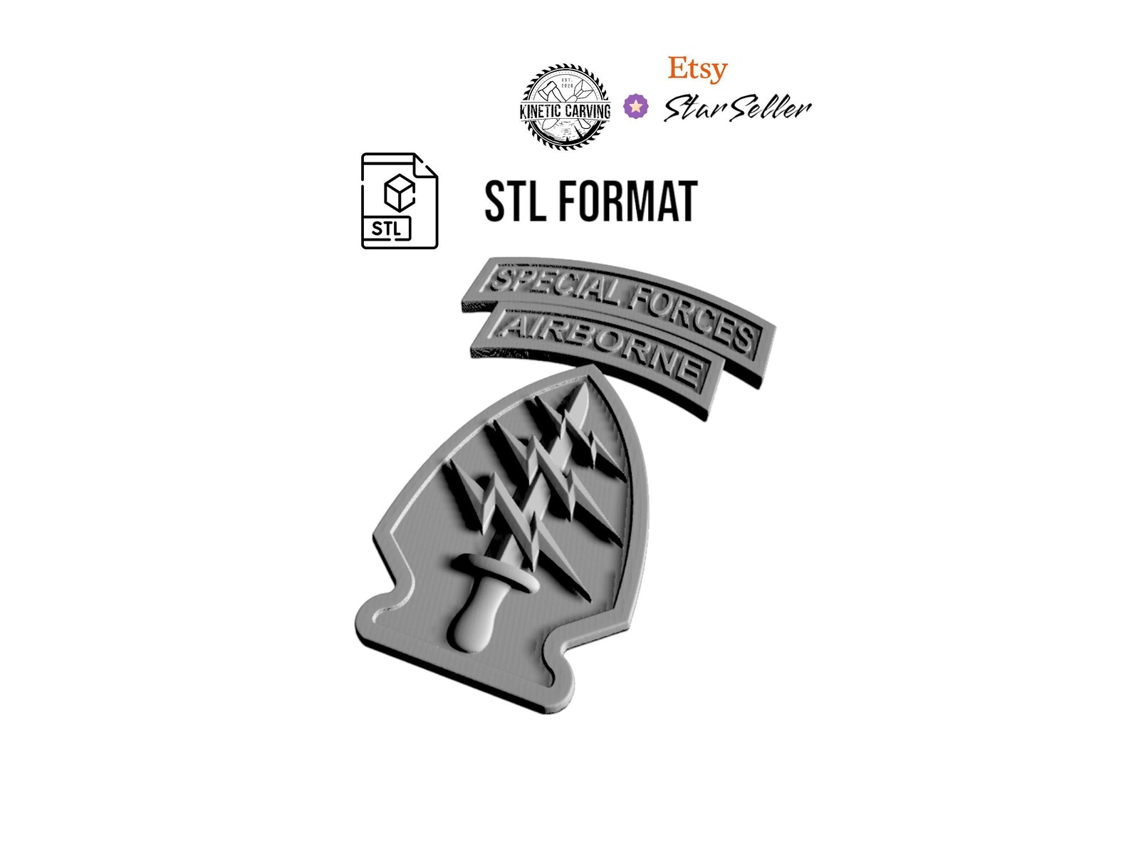 Special Forces Patch 3D Model STL File for CNC, Printing (digital ...