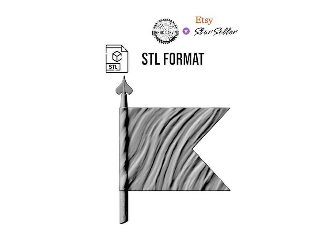 Wavy Military Guidon Flag STL for 3D Printing, CNC Woodworking, 3D ...