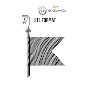 Wavy Military Guidon Flag STL for 3D Printing, CNC Woodworking, 3D ...