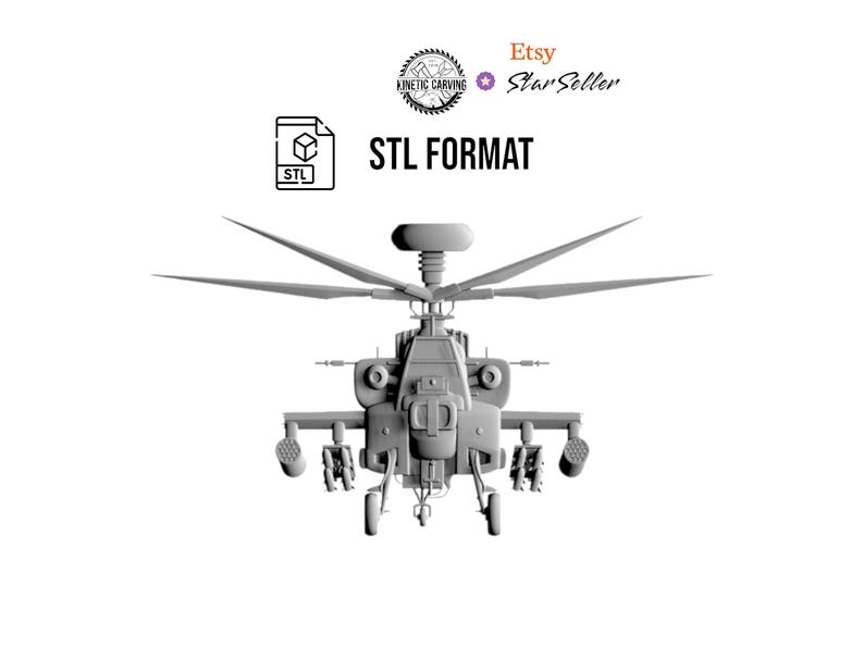 AH-64 Apache Helicopter (front Angle) STL File for Woodworking, CNC ...