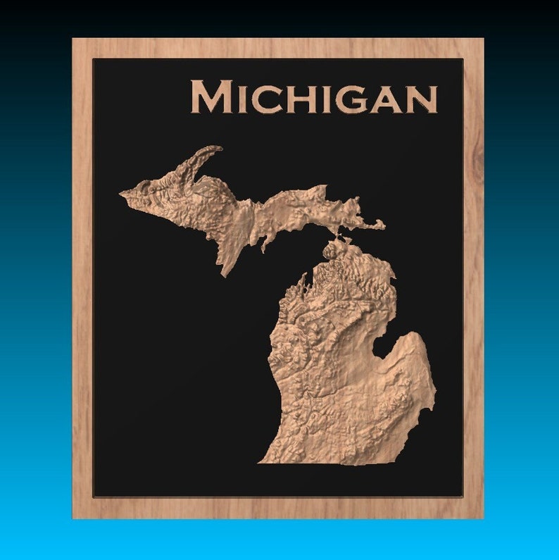 3D STL Model of Michigan, USA for 3D Printing, CNC Woodworking - Etsy