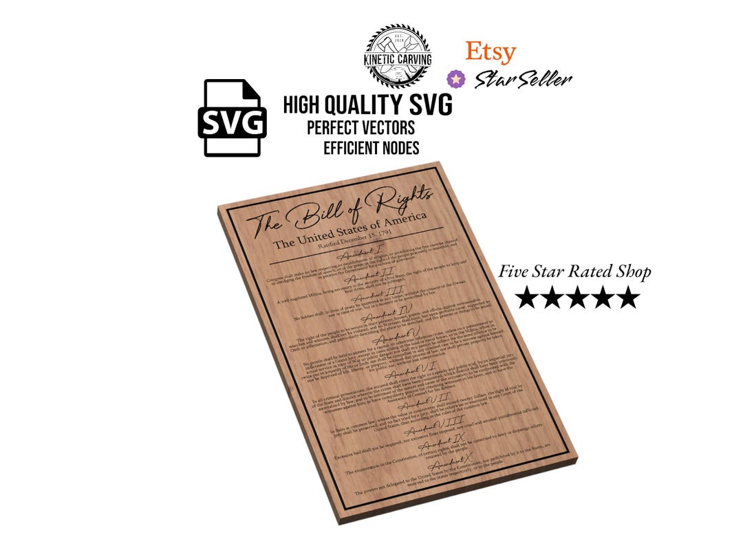 Bill of Rights SVG File: US Constitution Laser Cut Design (digital ...