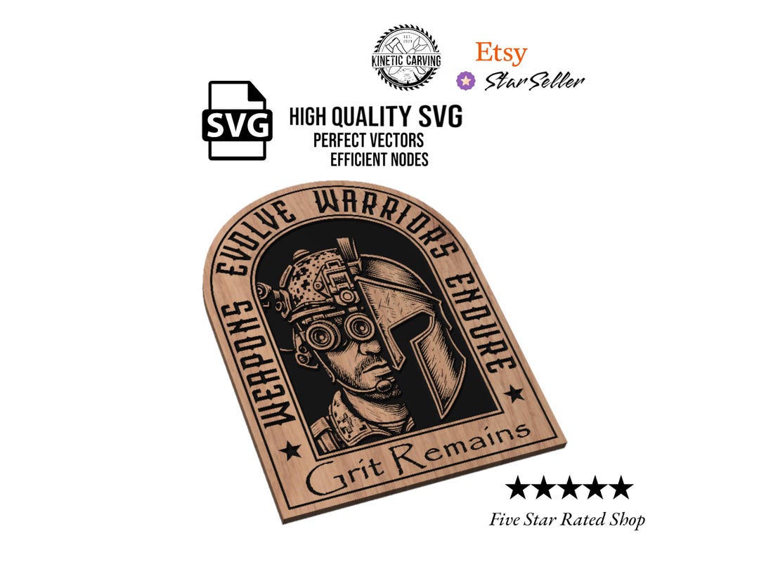 Warriors Endure SVG CNC File | Spartan Soldier Badge Laser Engrave ...