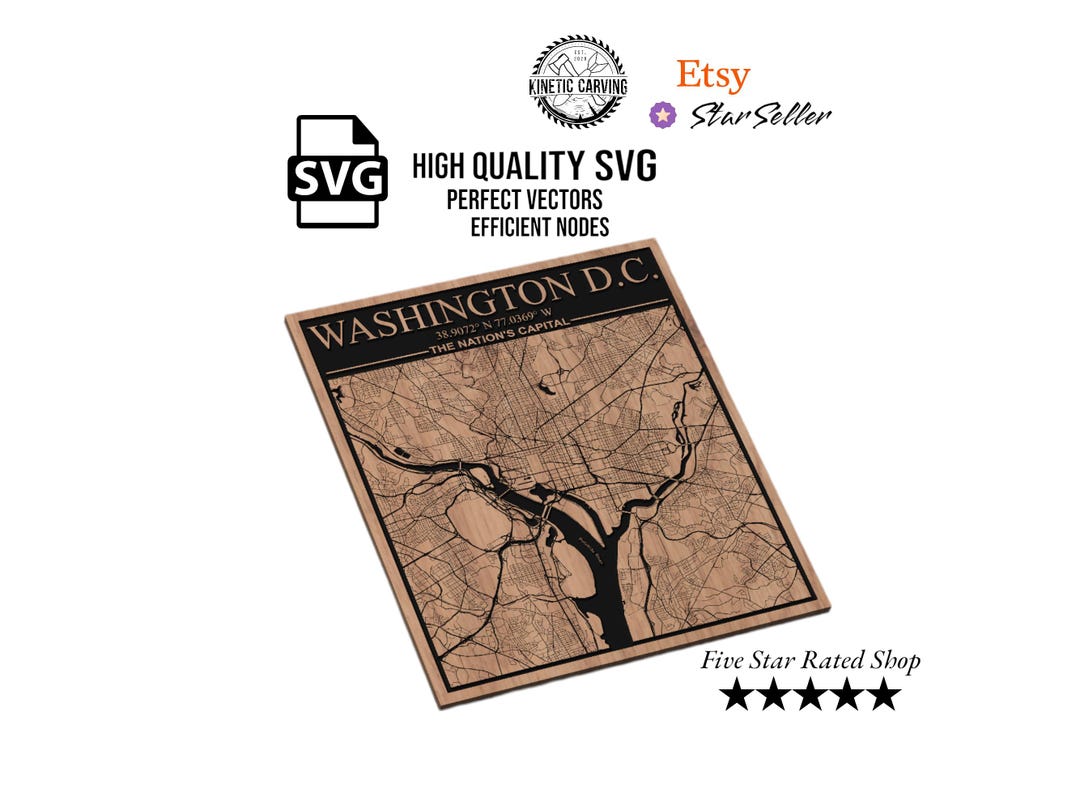 Washington DC City Map SVG | CNC Laser Cut File, Wood Wall Art ...