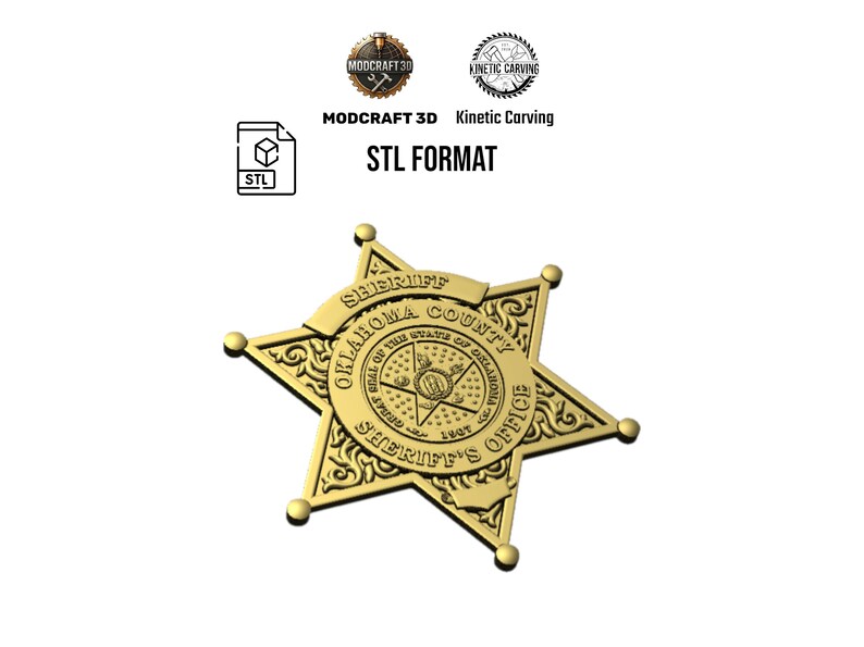 Oklahoma State Sheriff Badge STL | 3D CNC Carving File, Wood Relief Art ...