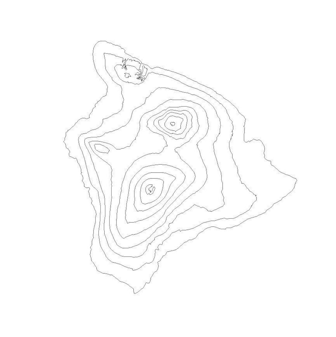 Elevation Contour Lines of Hawaii SVG File for Woodworking and Lasering ...