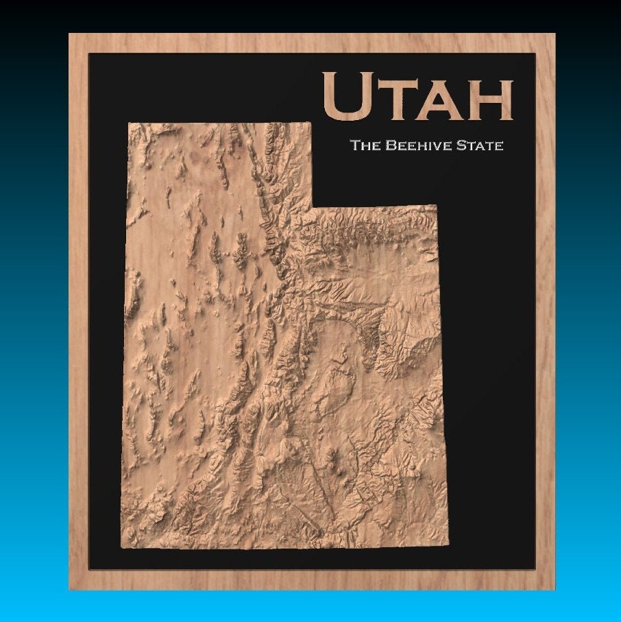 3D STL Model of Utah, USA for 3D Printing, CNC Woodworking - Etsy