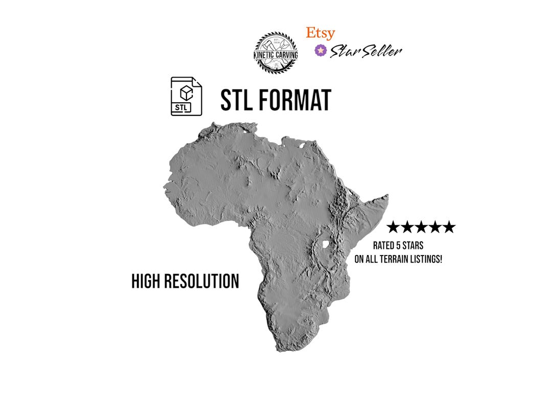 Africa Continent 3D STL | 3D CNC Carving File, Wood Relief Art, 3D ...