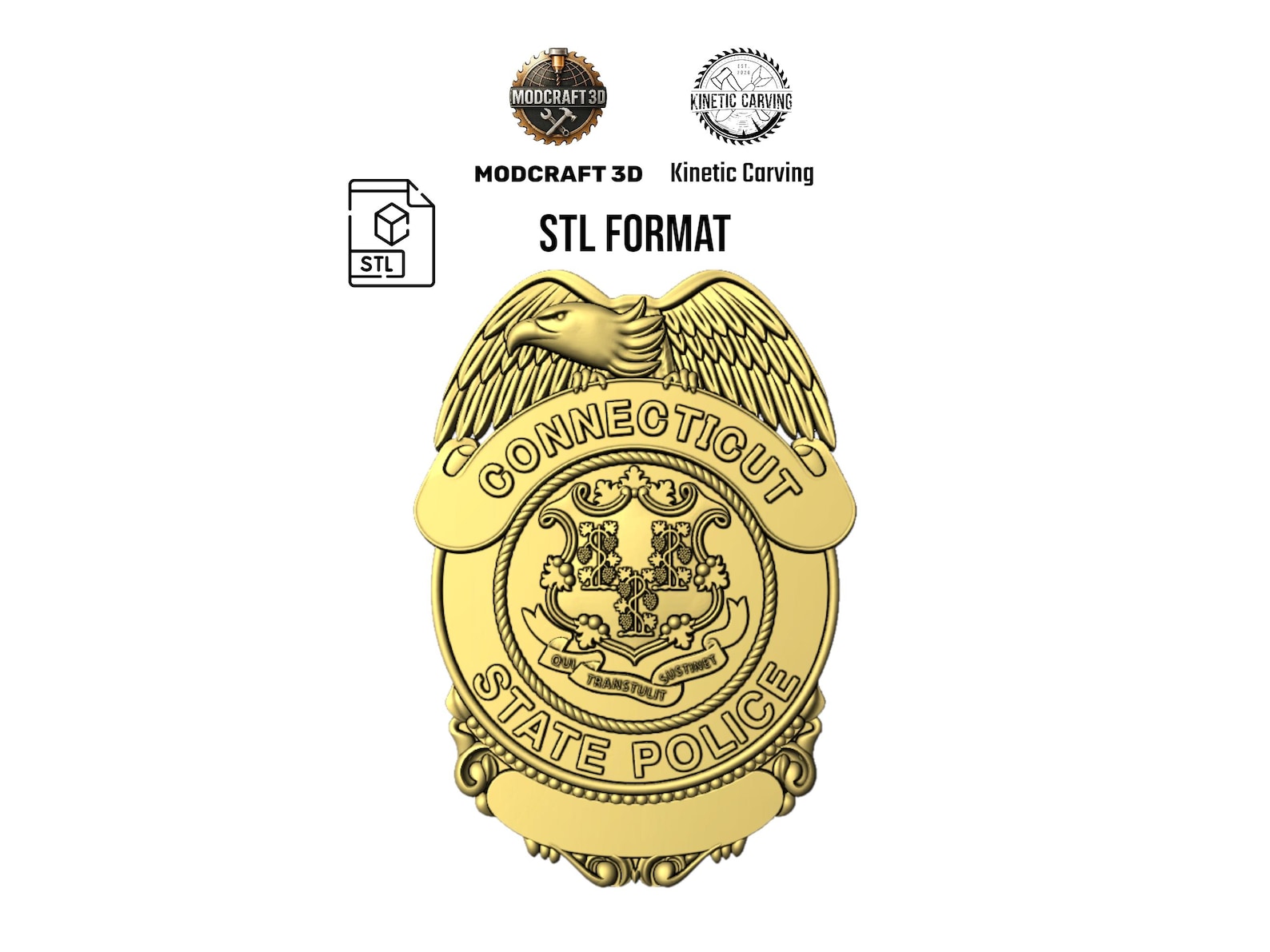 Connecticut State Police Badge STL File – 3D Model for CNC & Printing ...