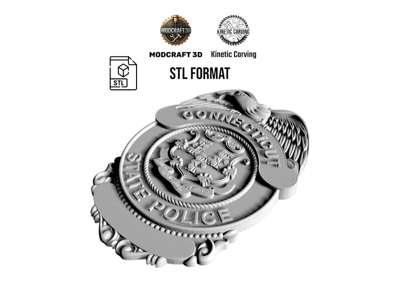 Connecticut State Police Badge STL File – 3D Model for CNC & Printing ...