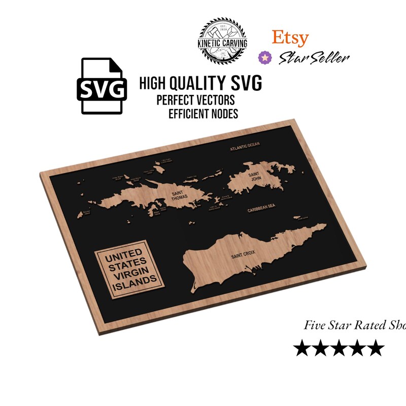 Virgin Islands Map - Etsy