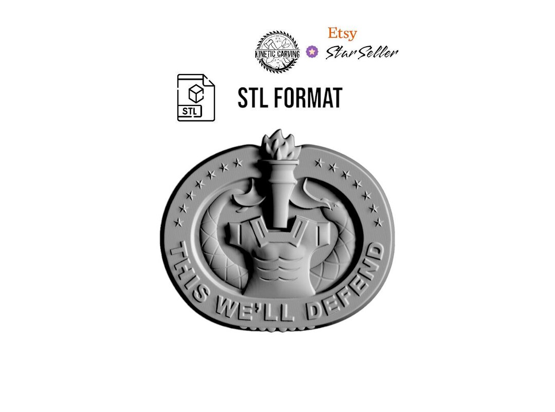 Drill Sergeant Badge STL | 3D CNC Carving File, Wood Relief Art, 3D ...