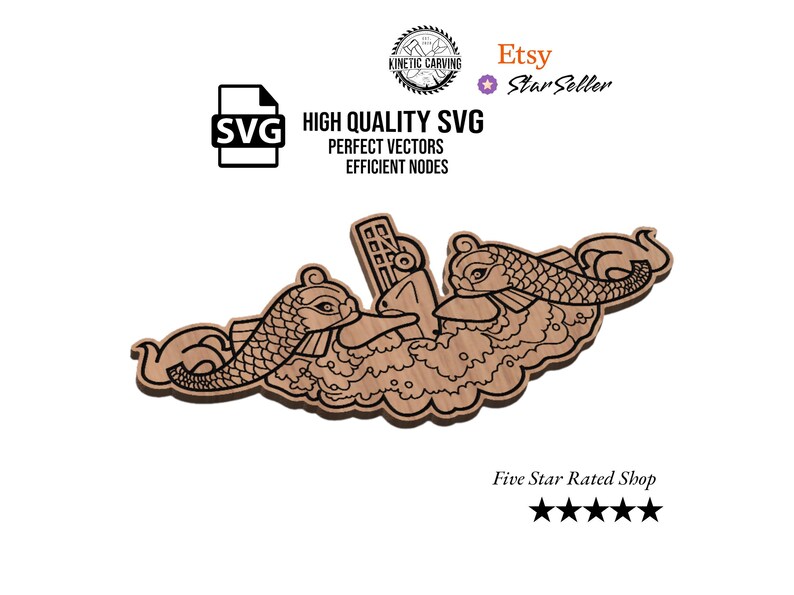 Submarine Warfare Badge SVG | CNC Laser Cut File, Wood Wall Art ...