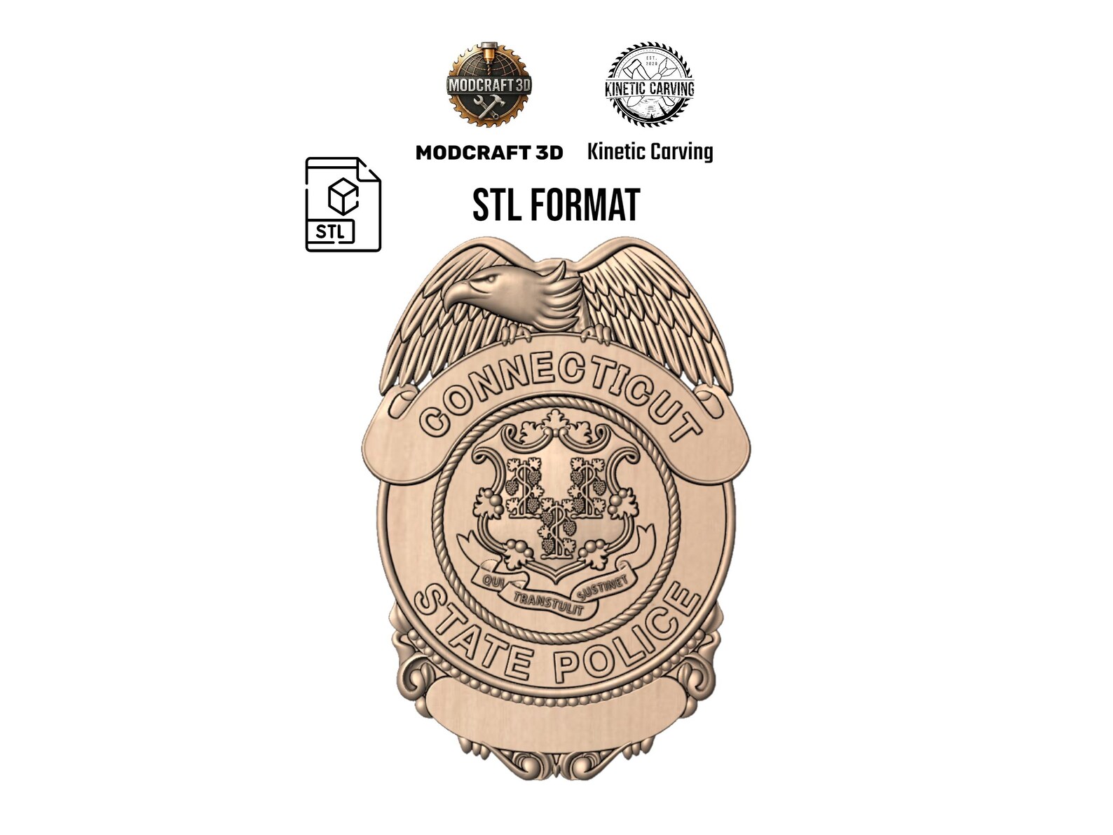 Connecticut State Police Badge STL File – 3D Model for CNC & Printing ...