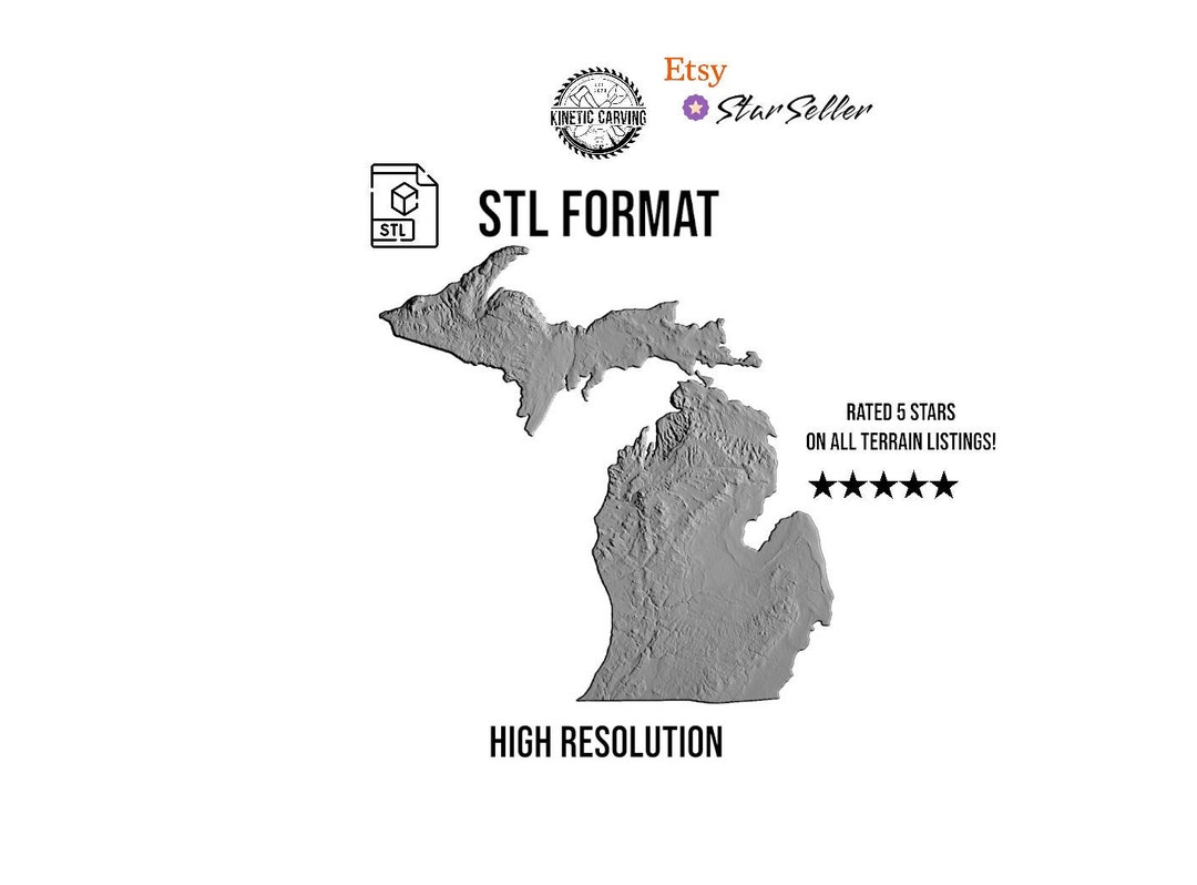 3D STL Model of Michigan, USA for 3D Printing, CNC Woodworking - Etsy
