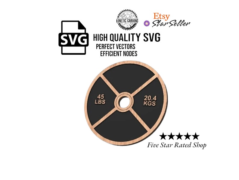 45lb Weight Plate SVG | CNC Laser Cut File, Wood Wall Art, Glowforge ...