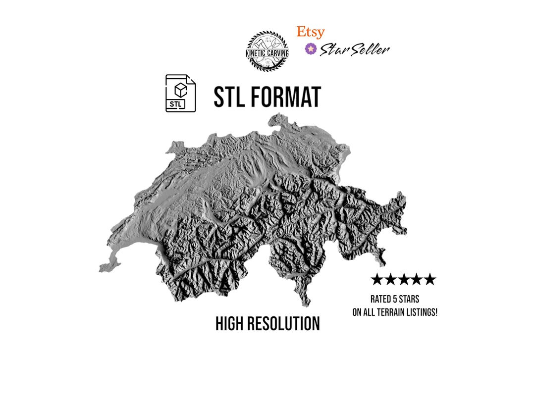 3D STL Model of Switzerland for 3D Printing, CNC Woodworking - Etsy
