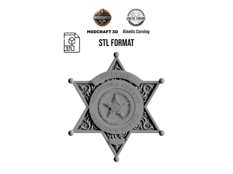 Oklahoma State Sheriff Badge STL | 3D CNC Carving File, Wood Relief Art ...