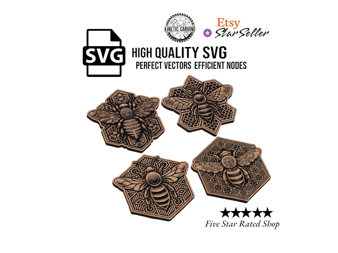Bee Collection Art SVG Bundle | CNC CNC Laser Cut File, Wood Wall Art ...