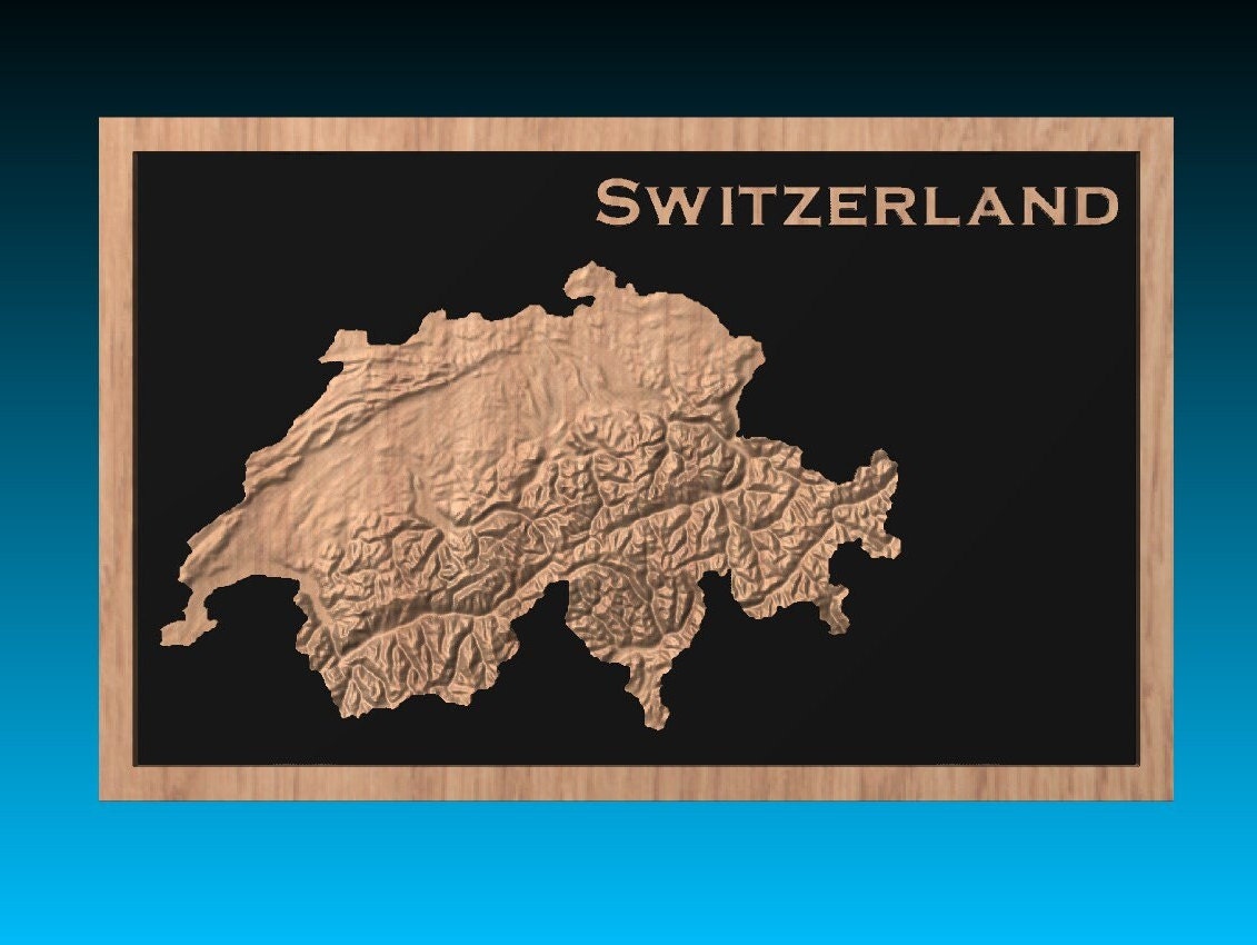 3D STL Model of Switzerland for 3D Printing, CNC Woodworking - Etsy